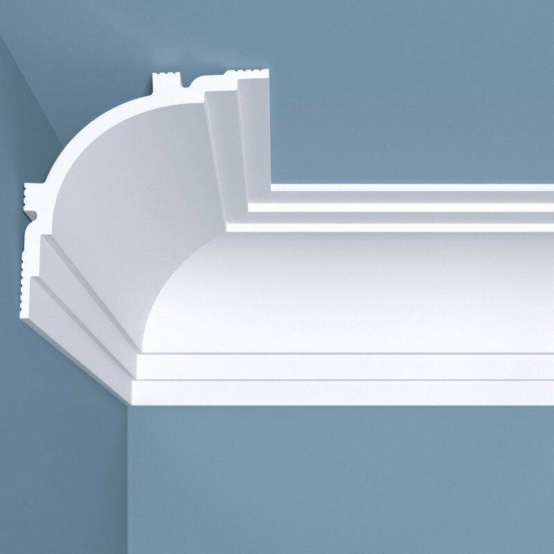 Плинтус потолочный 130x130 мм карниз под покраску полистирол полиуретановый белый 1метр