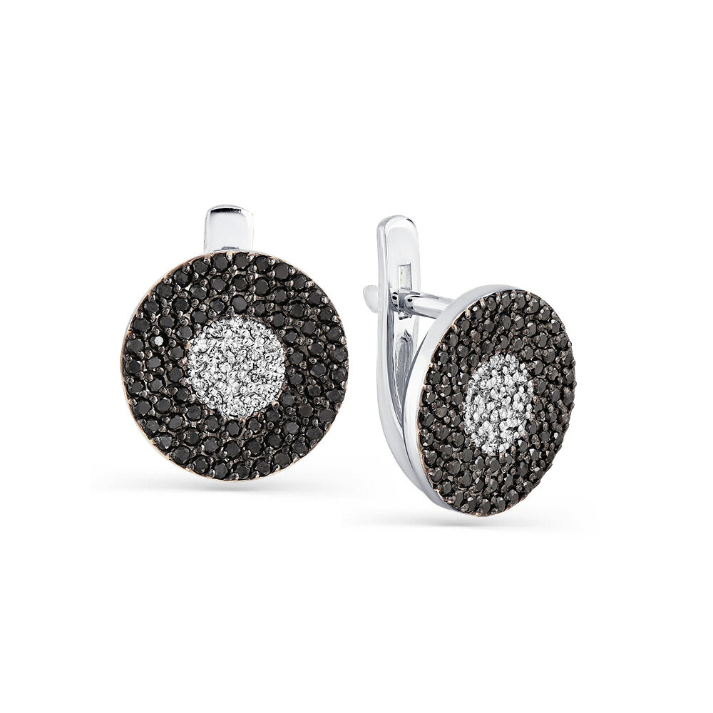 Серьги, белое золото, 585 проба, бриллиант