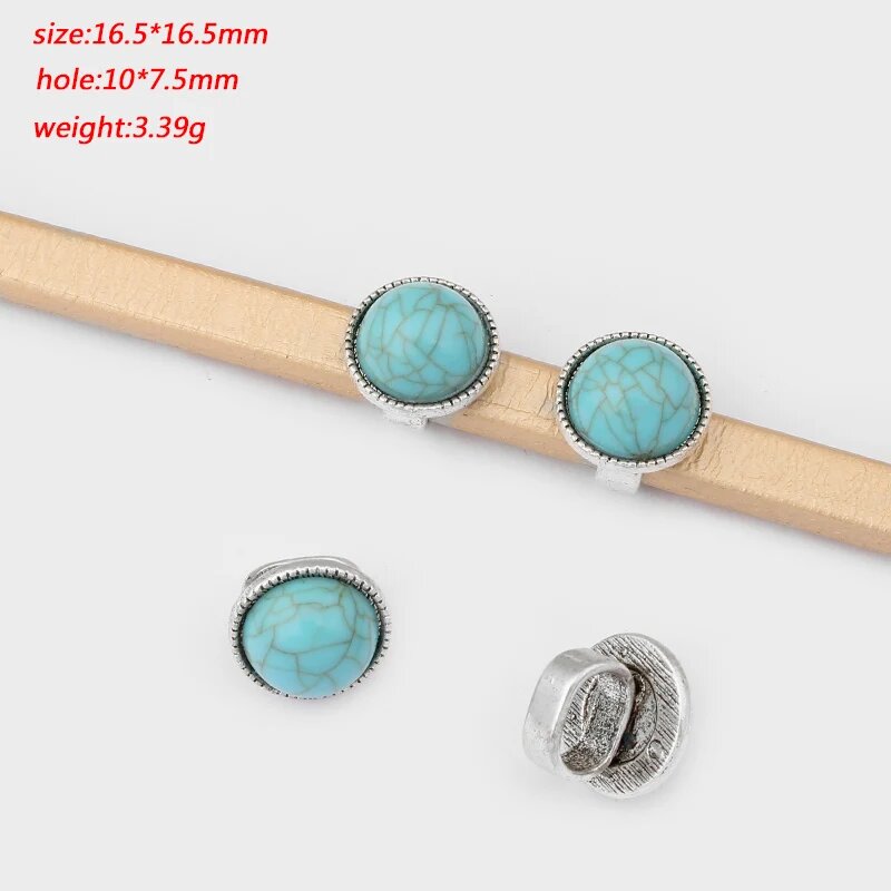 Серебряные кожаные слайдеры LEZAM для браслетов 5 шт. Style10