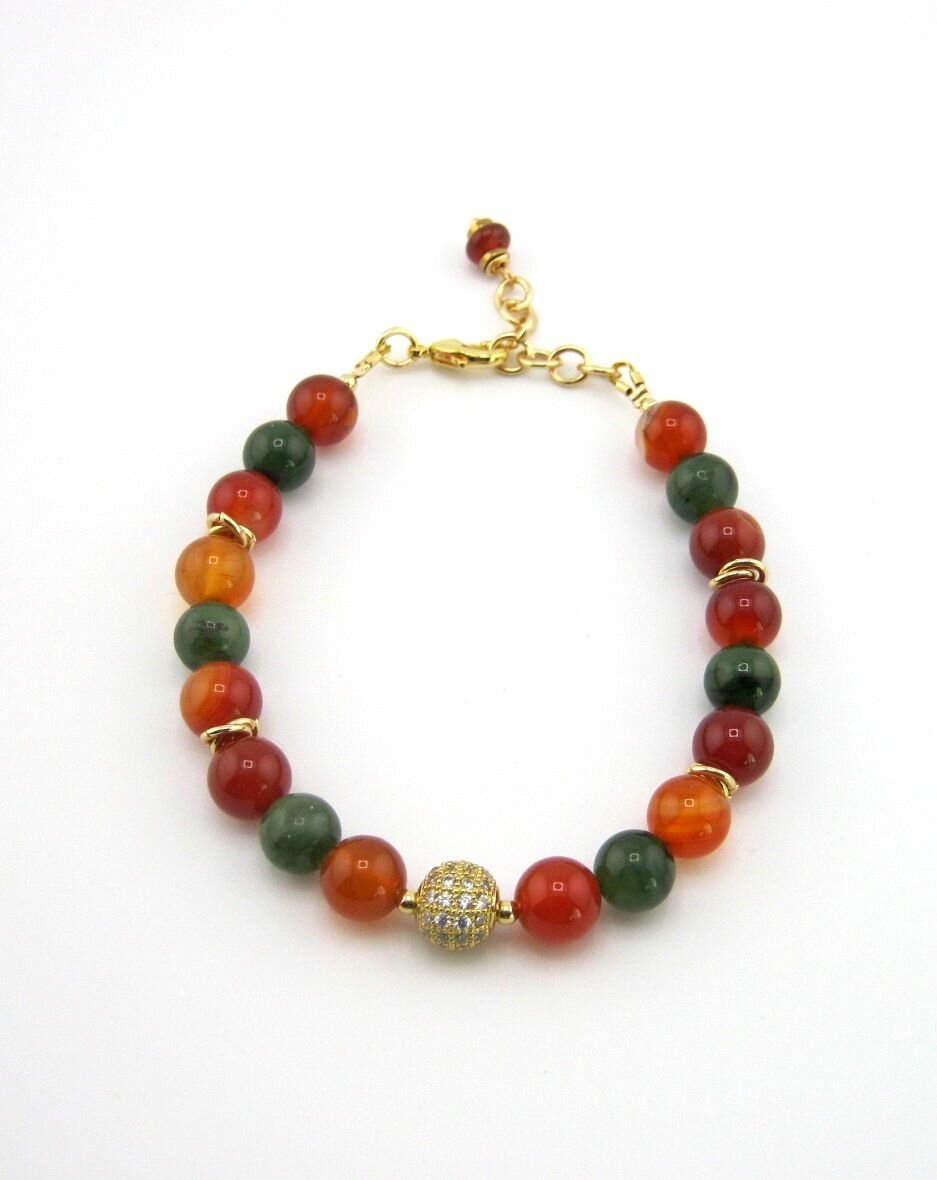 Браслет, нефрит, сердолик