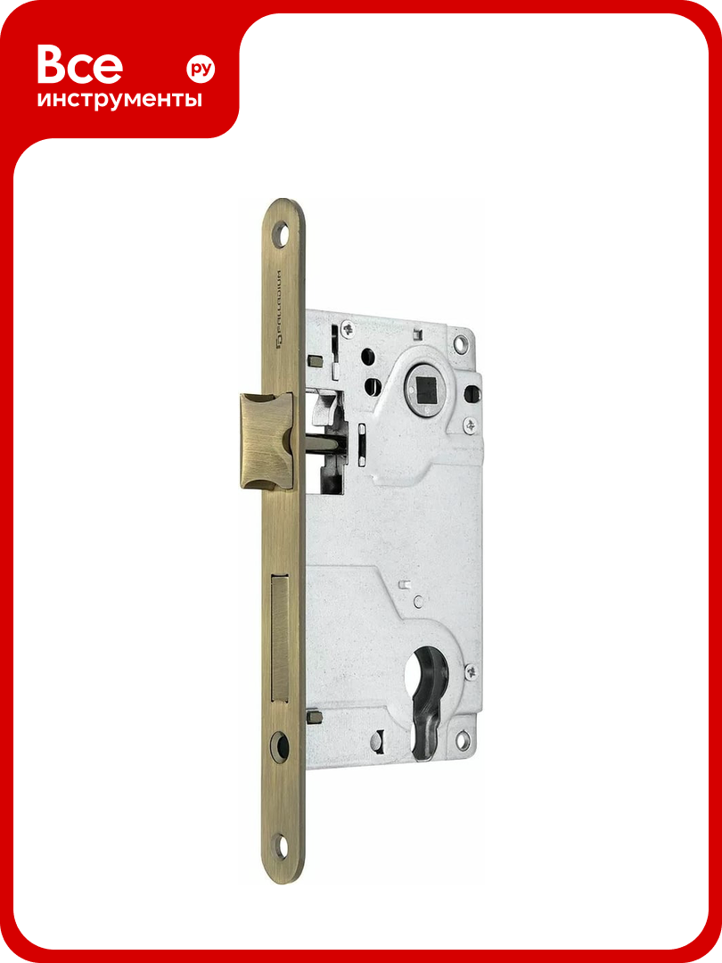 Корпус замка Palladium 285 AB врезной для деревянных дверей, бронзовая античная планка, комплект с ответной планкой