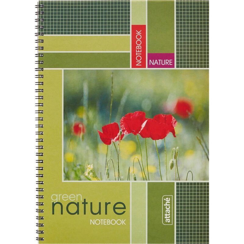 Тетрадь общая Attache,60л, клет, А4, спир, обл. мел. карт