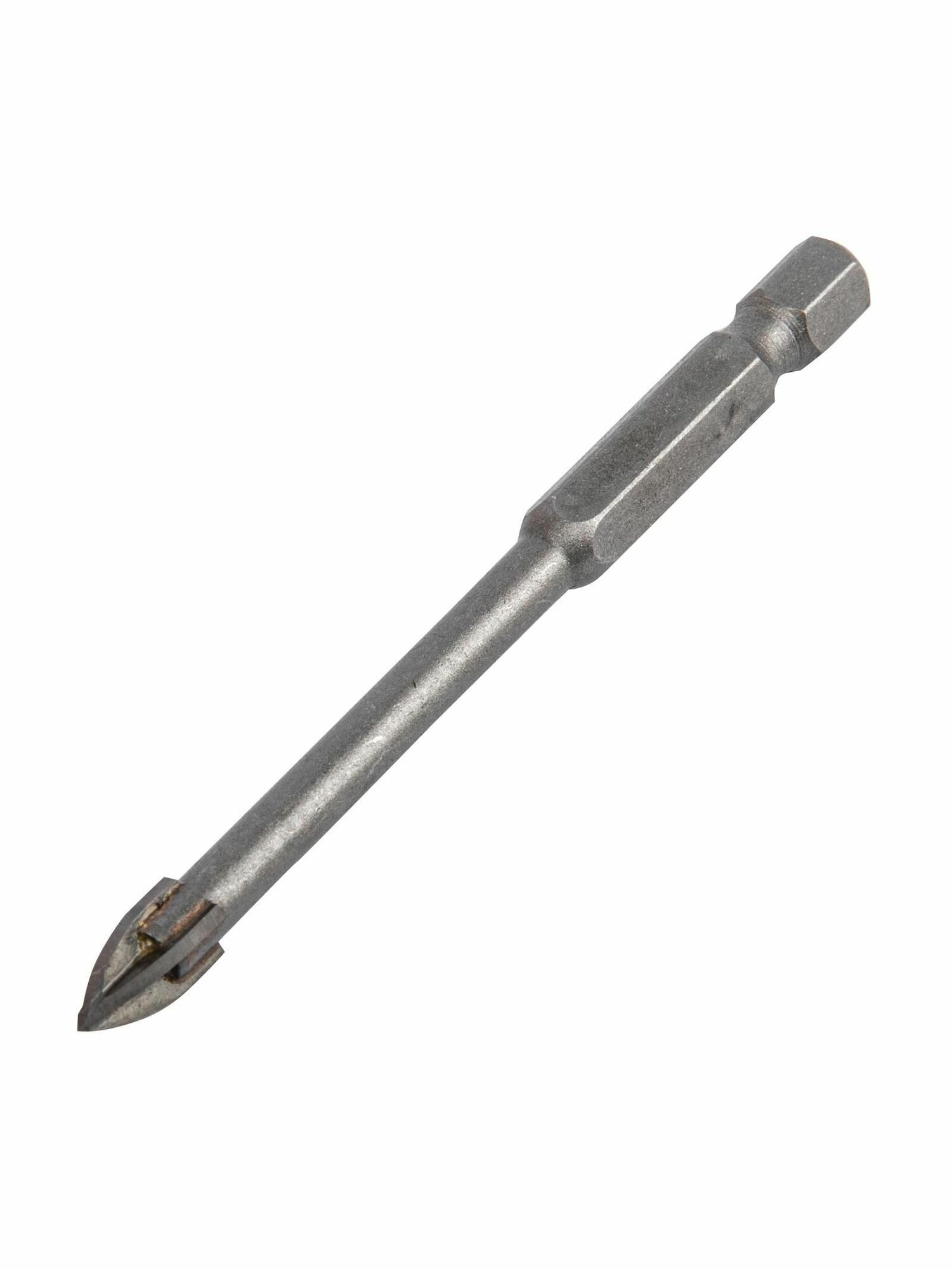 Сверло по керамической плитке 6 мм, крестовая пластина, шестигранный хвостовик Denzel 728053