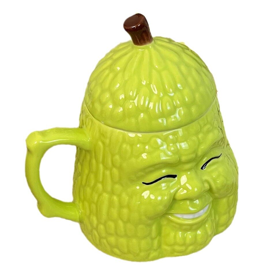 Керамическая кружка в форме груши с крышкой – забавный и милый дизайн в виде улыбающейся груши, объём 350 мл, идеально подходит для кофе, чая и подарков.