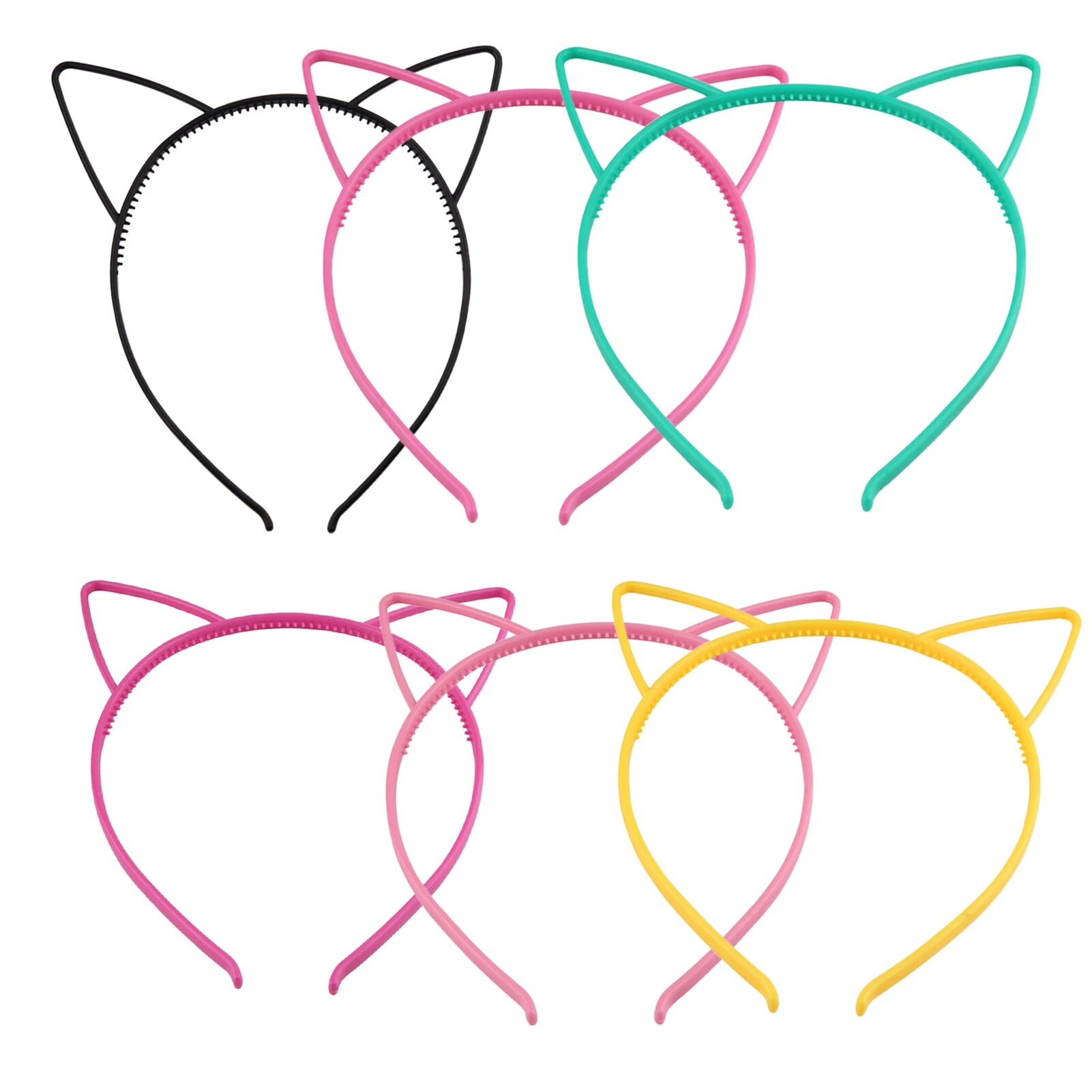 6 шт, повязка на голову с кошачьими ушками единорога для девочек, пластиковые банты с котенком, повязки на голову с короной, вечерние украшения для семьи, аксессуары для волос