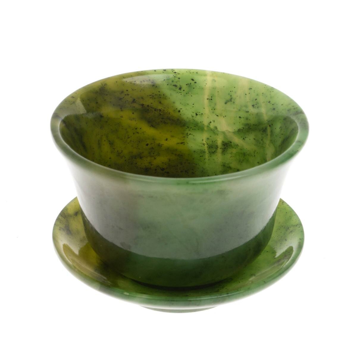 Чайная пара из нефрита с блюдцем 129972