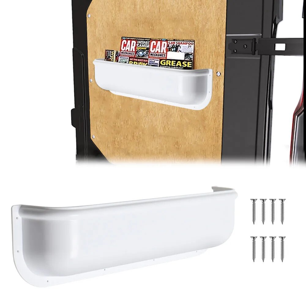 1 шт, кемпер, фургон, караван, подходит для хранения, карман, белая полка, инструменты для стойки, универсальное хранилище, дверь сарая автомобиля с крепежными винтами, Великобритания, white