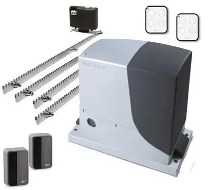 Комплект Nice RB600foto для откатных ворот с массой до 600 кг. (привод, приемник, 2 пульта, фотоэлементы оригинал EPM, 4 м рейки)