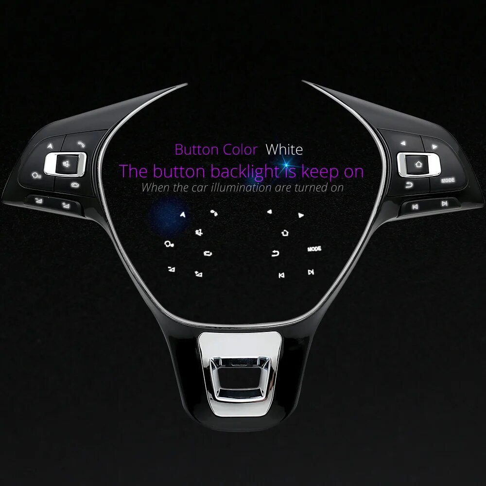 Автомобильный руль, дистанционный Bluetooth, беспроводная кнопка управления для VW Jetta Golf Polo Passat Android, мультимедийный плеер, переключатель, Backlight White