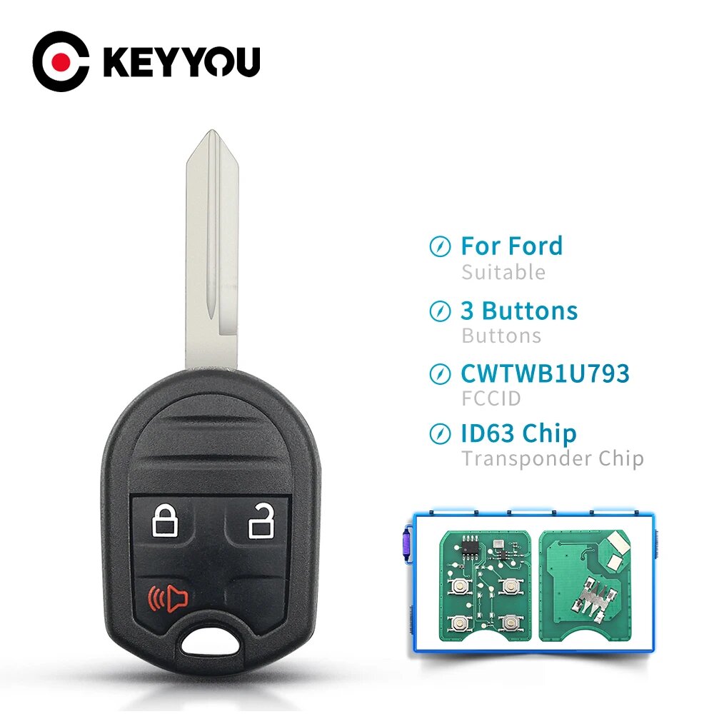 Дистанционный ключ KEYYOU с 3 кнопками для Ford F150 250 350 2004 2005 2006 2007-2010 Fob 315 МГц с чипом 4D63 CWTWB1U793, Автомобильный ключ без ключа