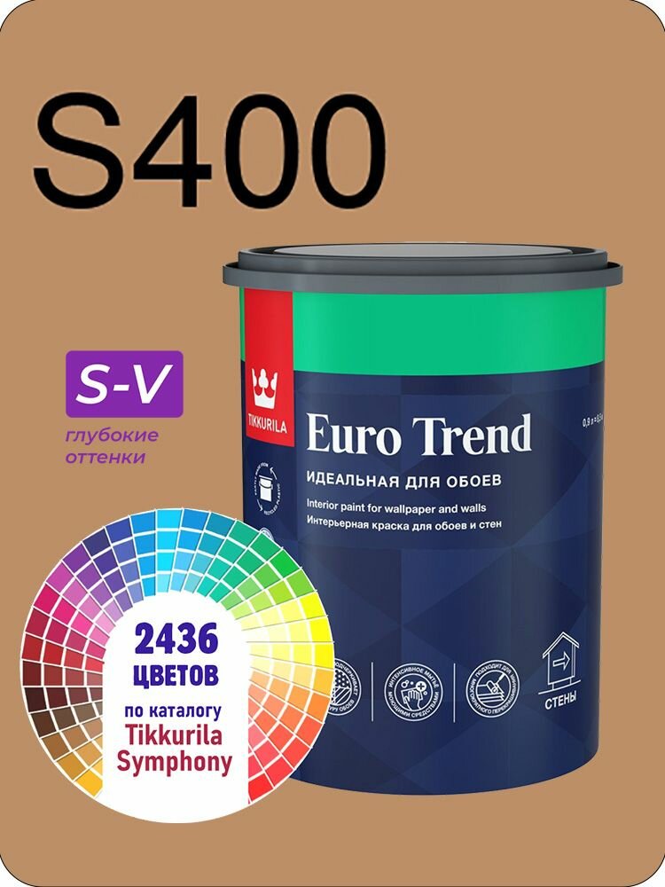 Краска для обоев Tikkurila Euro Trend 0,9л. глубокие оттенки S400