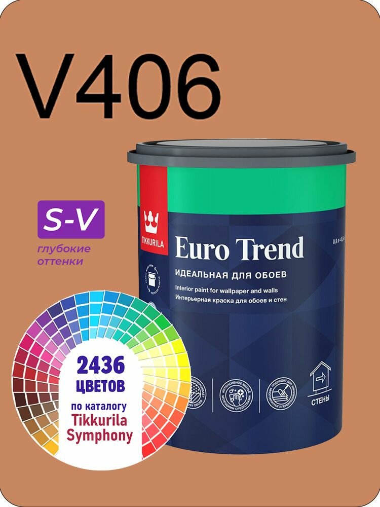 Краска для обоев Tikkurila Euro Trend 0,9л. глубокие оттенки V406