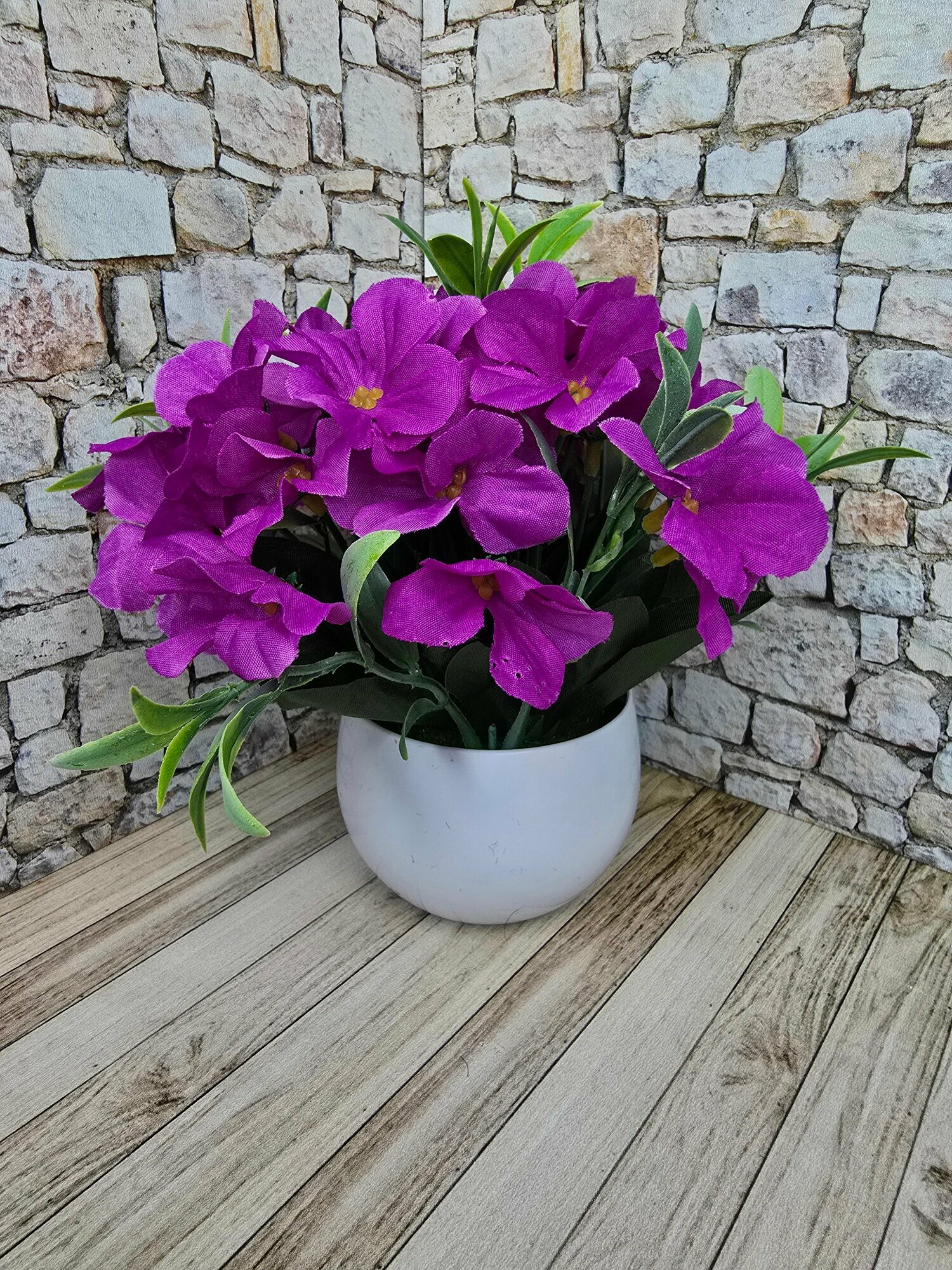 Искусственные растения Holodilova "Фиалка", в горшке, текстиль, пластик, цвет сиреневый, высота 17см