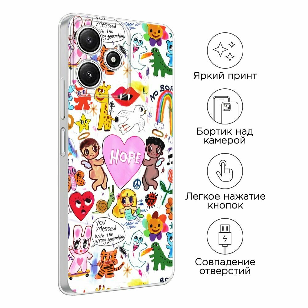 Чехол на Xiaomi Redmi 12 5G / Сяоми Редми 12 5G с принтом "Милые рисунки" — фото 1