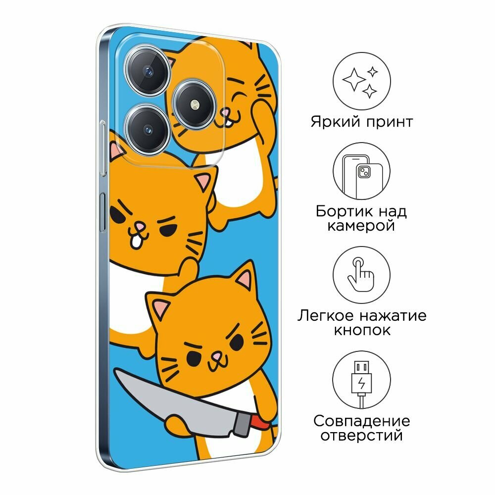 Силиконовый чехол на Realme C63 / Реалми С63 с принтом "Опасные котики" — фото 1