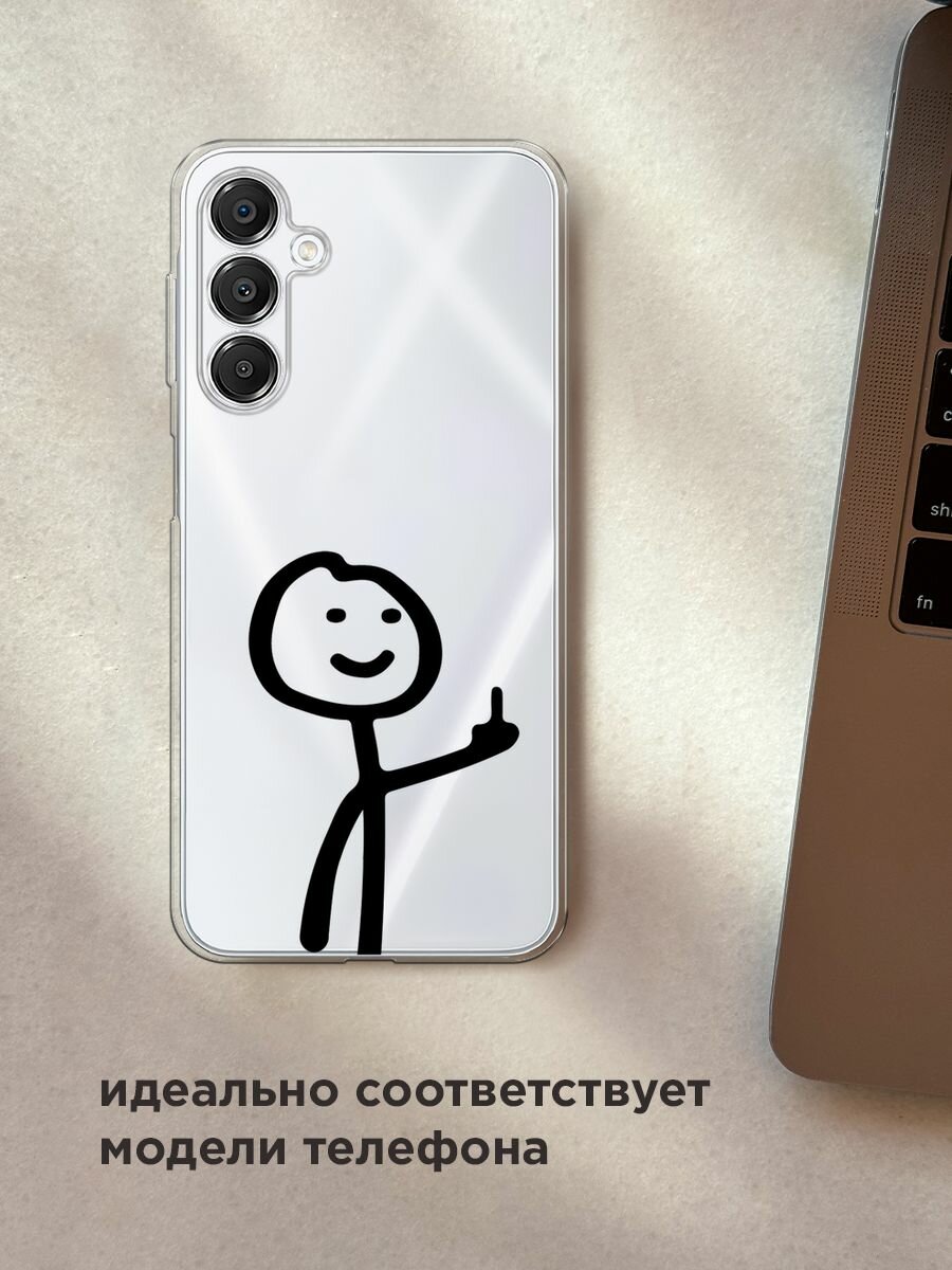 Чехол на Samsung Galaxy A16 / Самсунг А16 с принтом "Неприличный человечек чёрный", прозрачный — фото 1