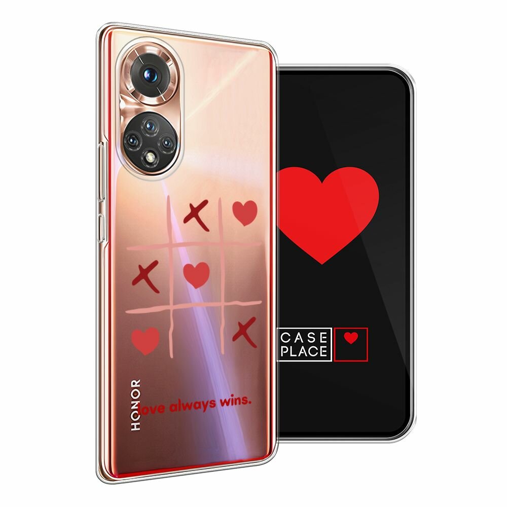 Чехол на Honor 50/Huawei Nova 9 / Хонор 50/Хуавей Нова 9 с принтом "love always wins - 14 февраля", прозрачный — фото 1
