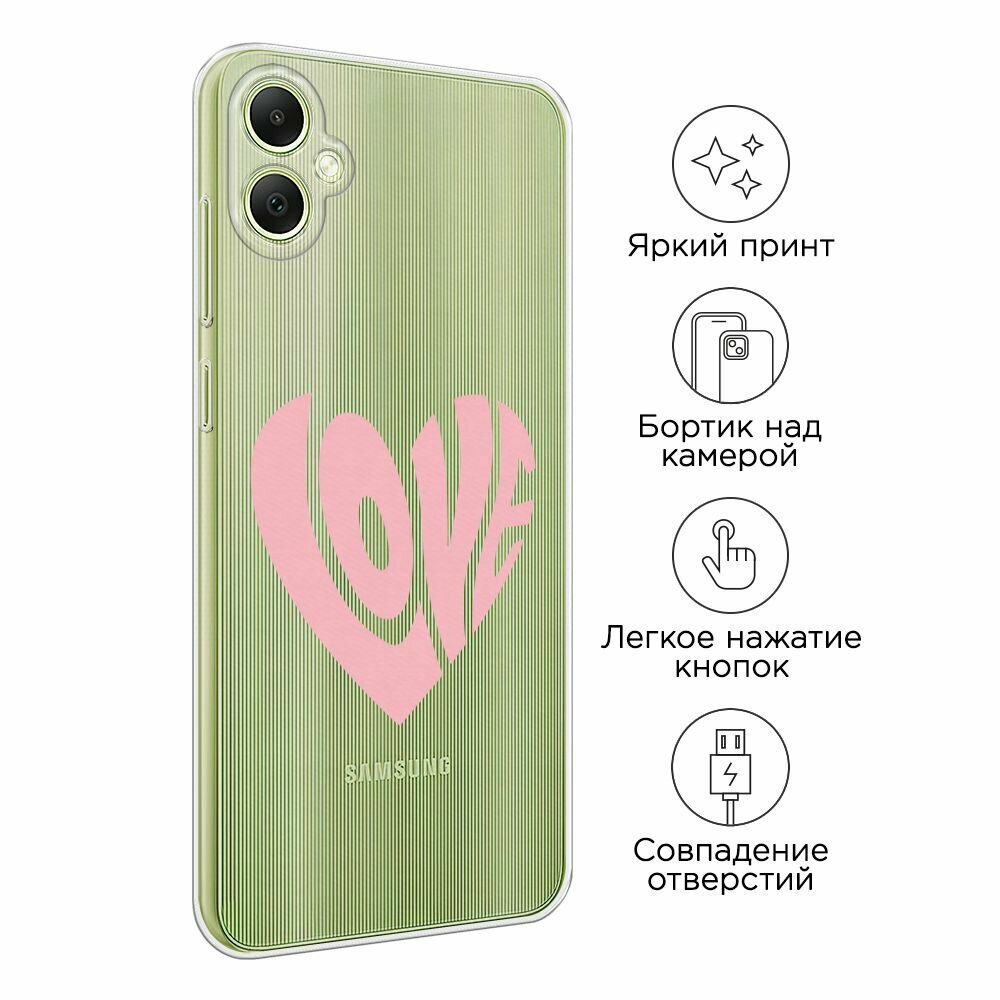 Чехол на Samsung Galaxy A05 / Самсунг Галакси A05 с принтом "Love heart 3 - 14 февраля", прозрачный — фото 1