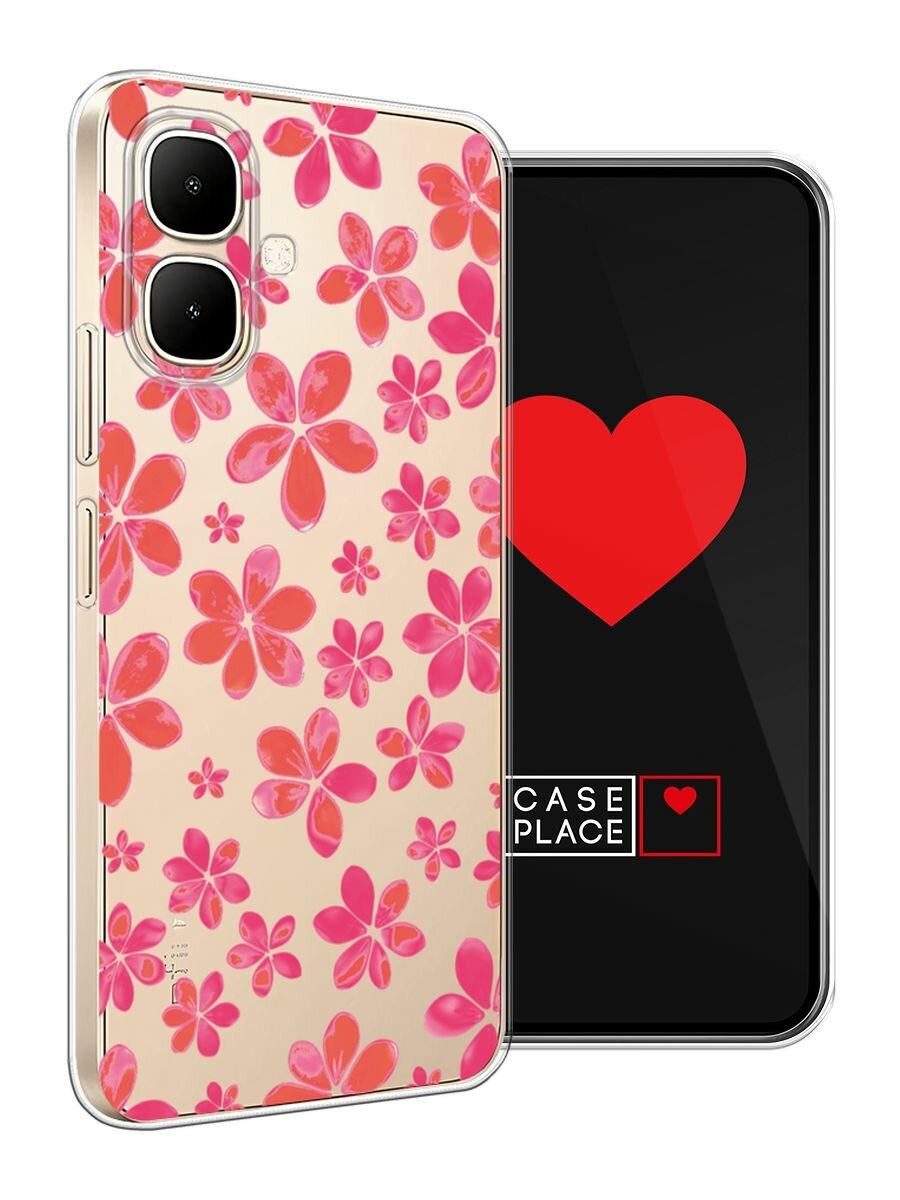 Чехол на Infinix Smart 10 / Инфиникс Смарт 10 с принтом "Росыпь ярких цветов", прозрачный — фото 1