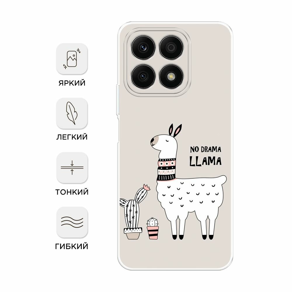 Силиконовый чехол на Honor X8A / Хонор X8A с принтом No drama LLama — фото 1