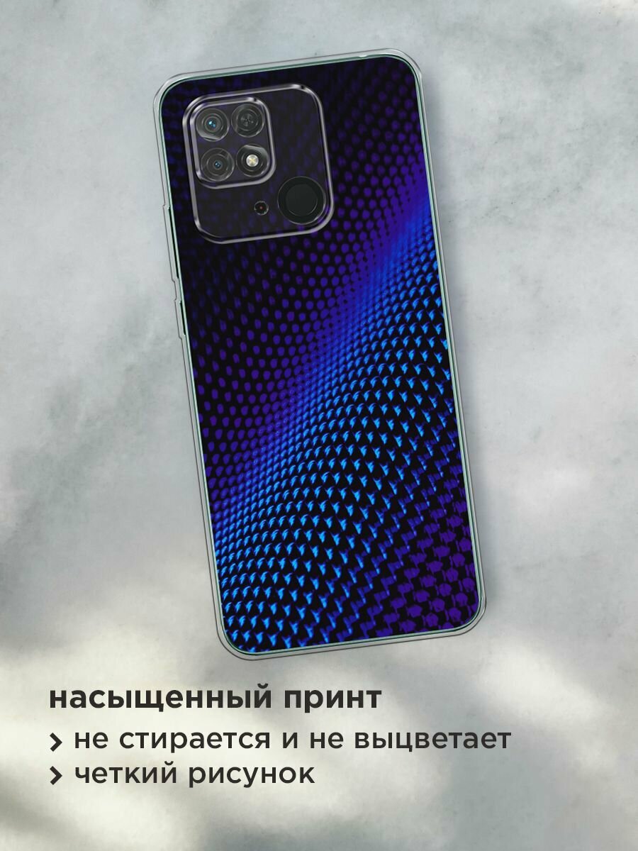 Чехол на Xiaomi Redmi 10C / Сяоми Редми 10C с принтом "Синий карбон" — фото 1