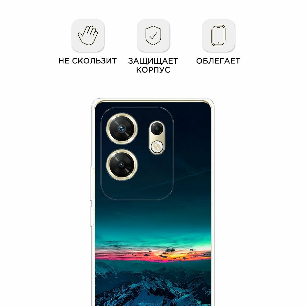 Чехол на Infinix Zero 30 4G / Инфиникс Зеро 30 4G с принтом "Закат в горах" — фото 1