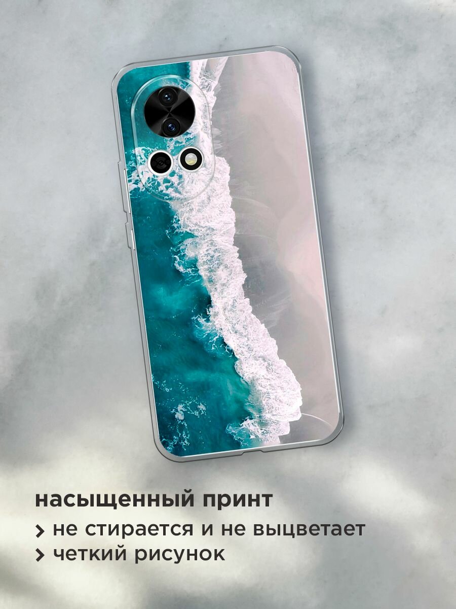 Чехол на Huawei Nova 12/Nova13 / Хуавей Нова 12/Нова 13 с принтом "Бирюзовые волны" — фото 1