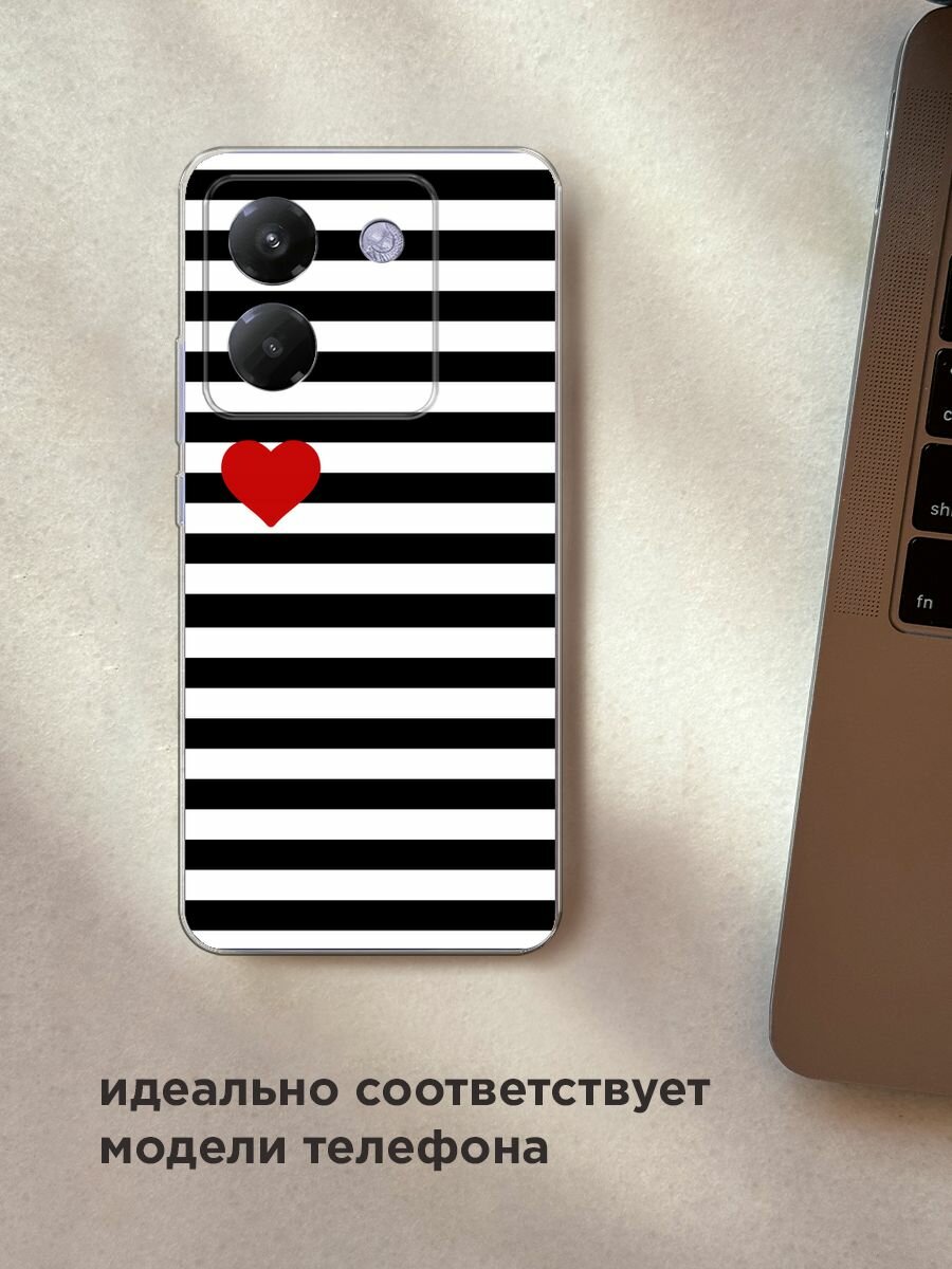 Чехол на Poco M7 Pro / Поко М7 Про с принтом "Красное сердце" — фото 1