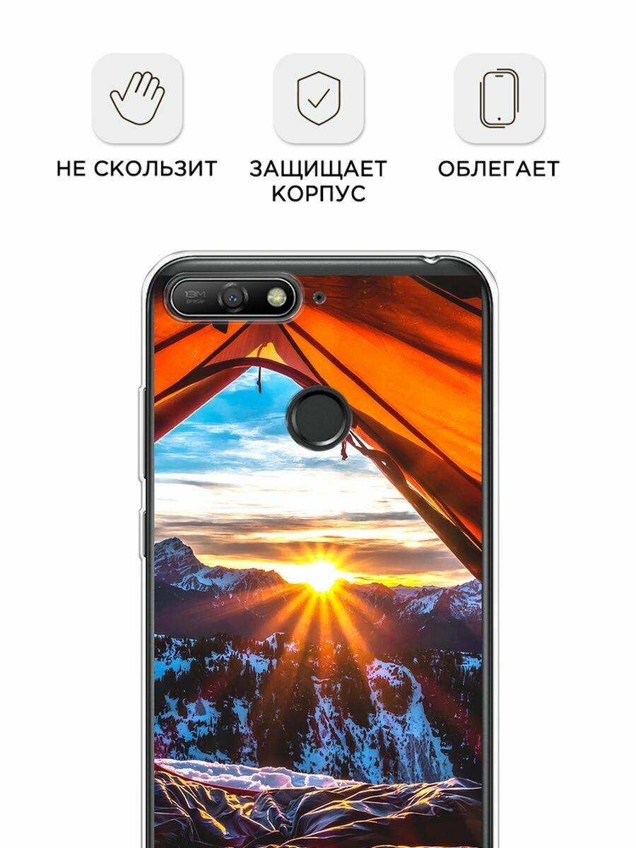Чехол на Honor 7C/7A Pro/Huawei Y6 Prime 2018 / Хонор 7С/7А Про/Хуавей Y6 Prime 2018 с принтом "Горы 7" — фото 1