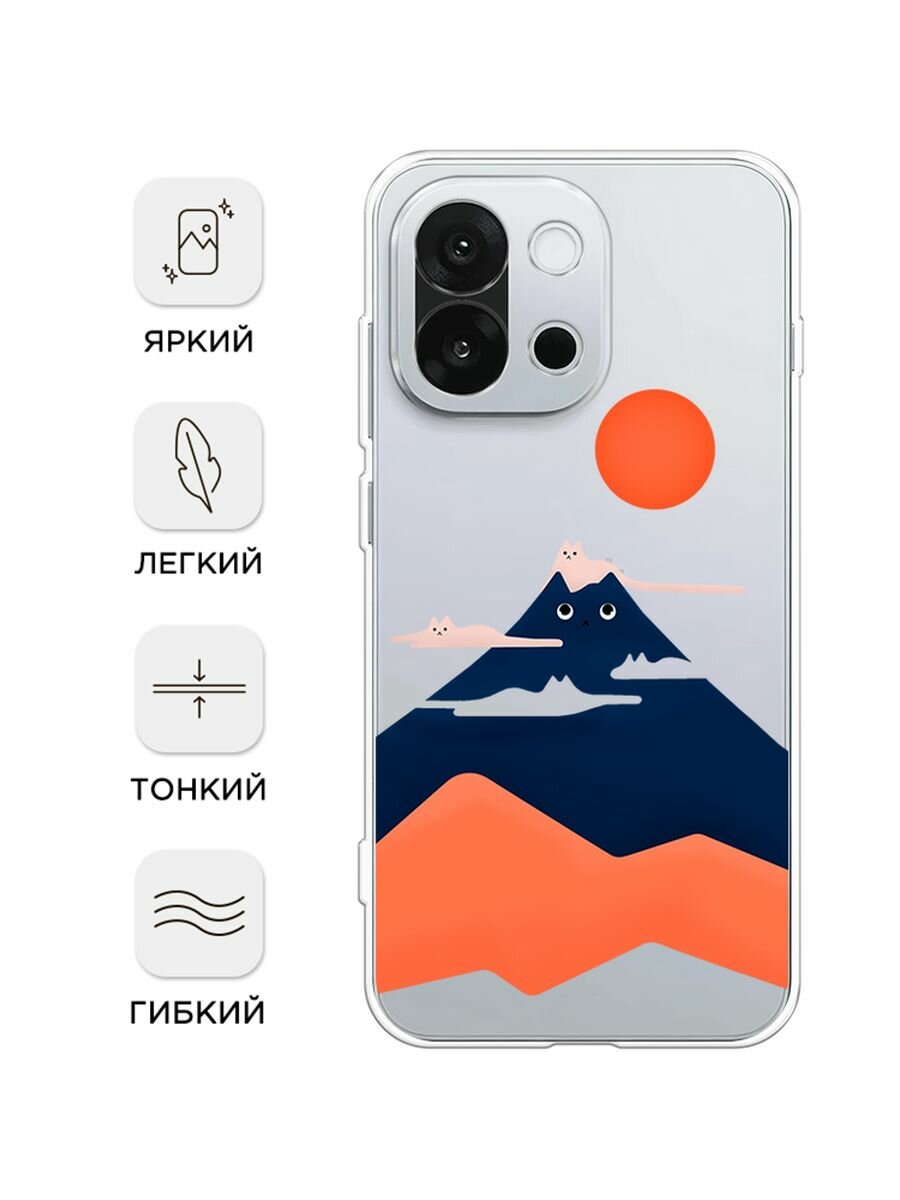 Чехол на OnePlus 13T / Ван Плас 13Т с принтом "Кот-гора", прозрачный — фото 1