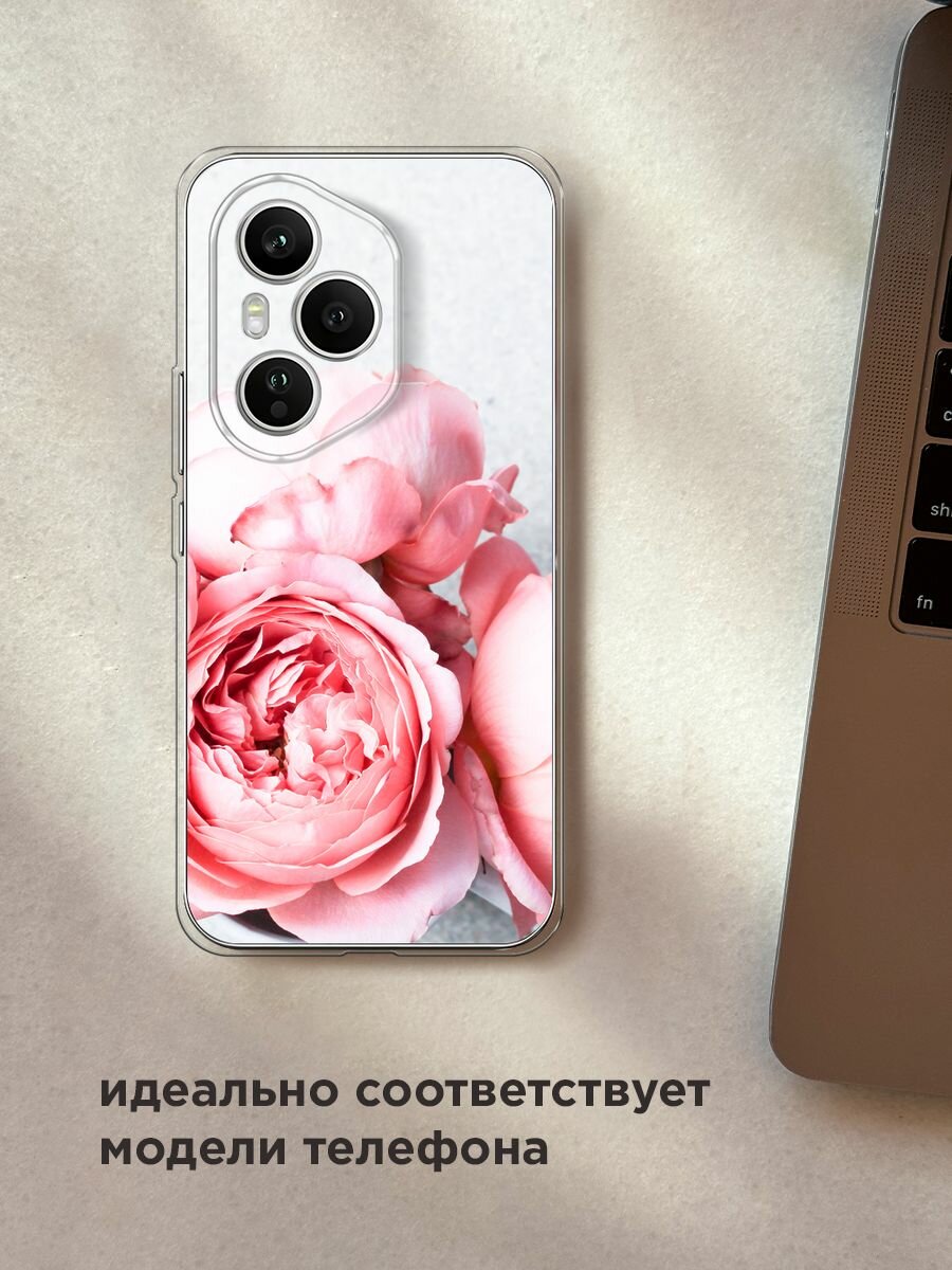 Чехол на Honor 400 Pro / Хонор 400 Про с принтом "Пионы на белом" — фото 1