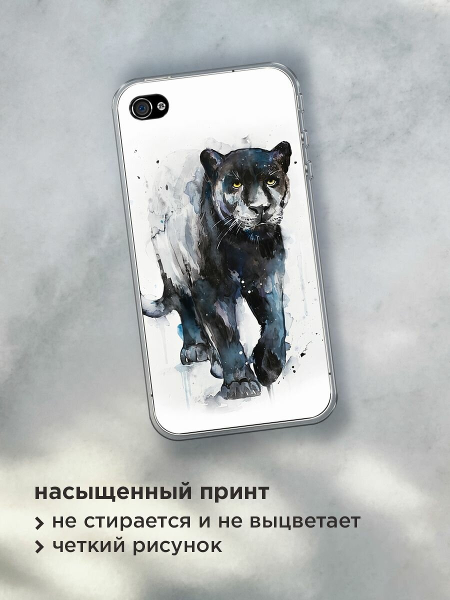 Чехол на Apple iPhone 4/4S / Айфон 4/4S с принтом "Пантера арт 3" — фото 1