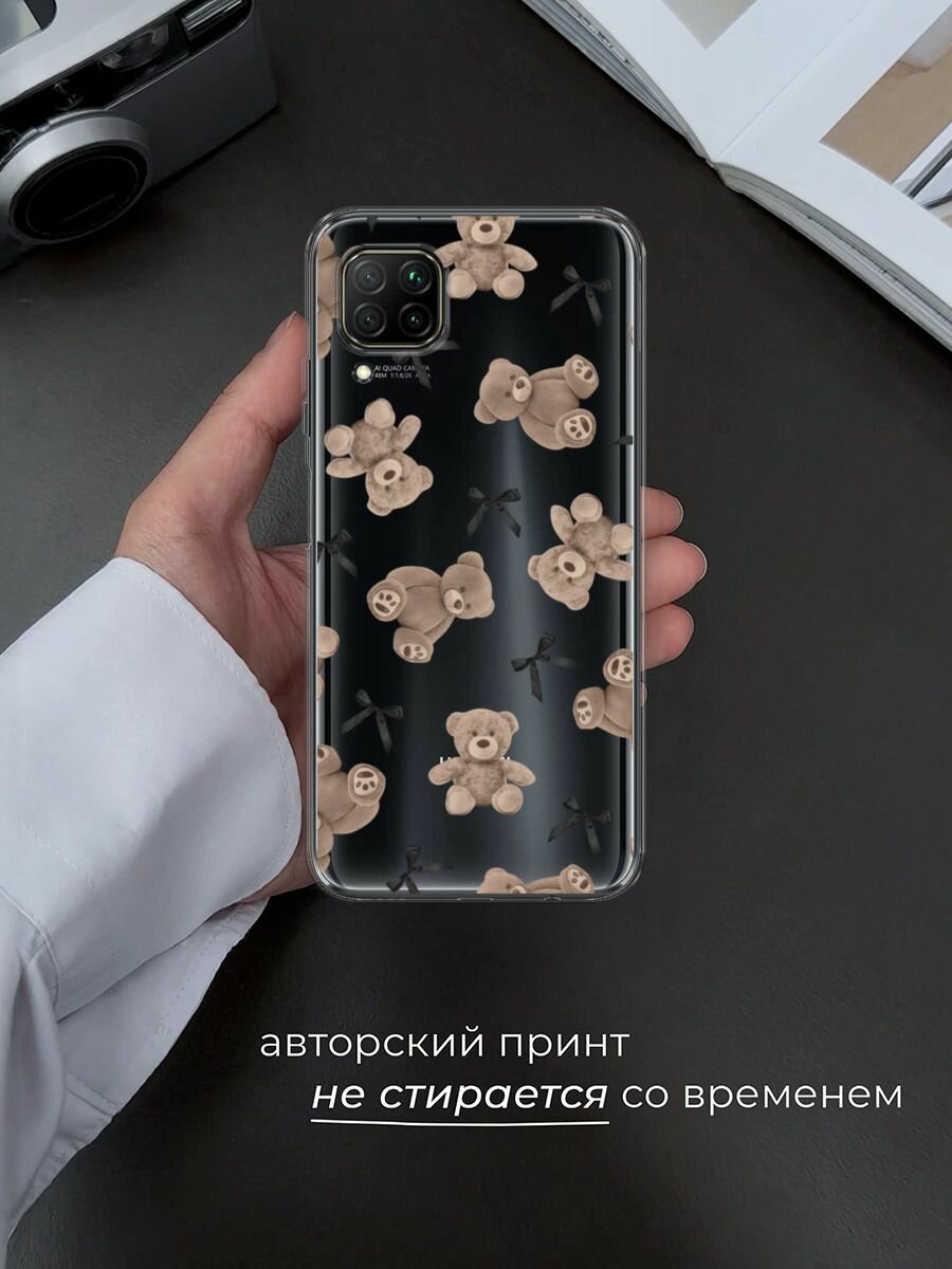 Чехол на Honor 30S Global/Huawei P40 Lite 5G/Nova 7 SE с принтом "Плюшовые мишки 2", прозрачный — фото 1