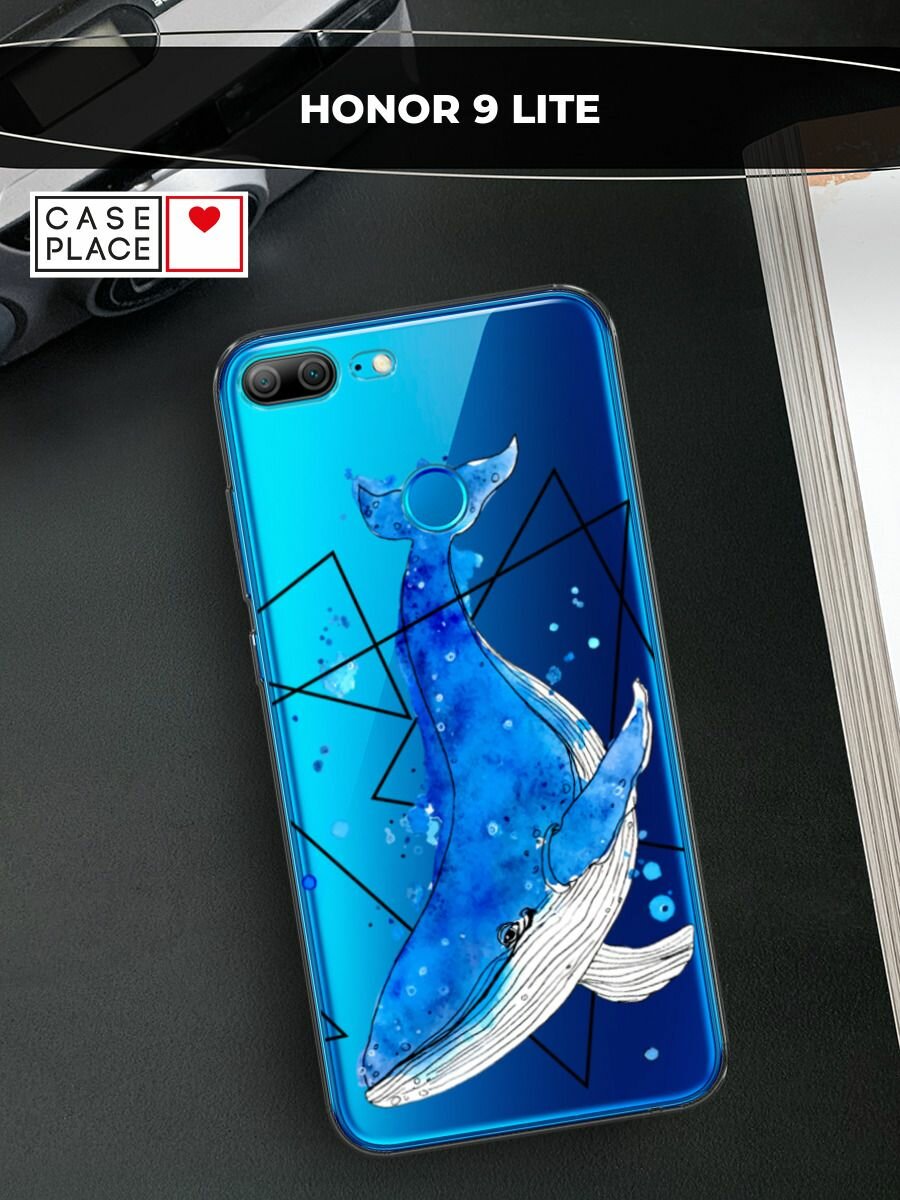 Чехол на Honor 9 Lite / Хонор 9 Лайт с принтом "Кит графика", прозрачный