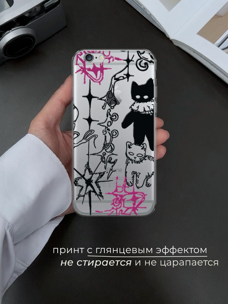 Чехол на Apple iPhone 6 / Айфон 6 с принтом "Готические котики" — фото 1