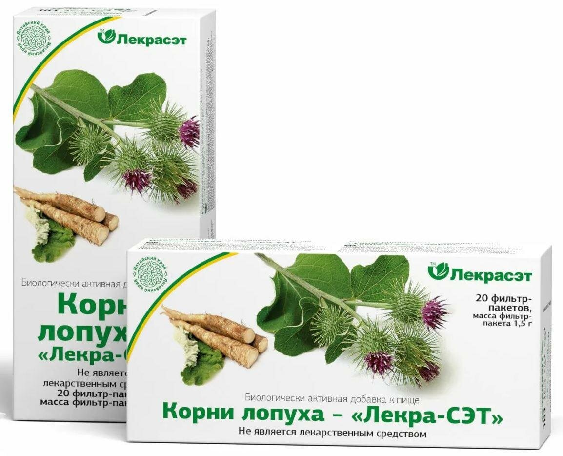 Чайный напиток Лекра-СЭТ лопух корень, 20 фильтр-пакетов по 1,5 г