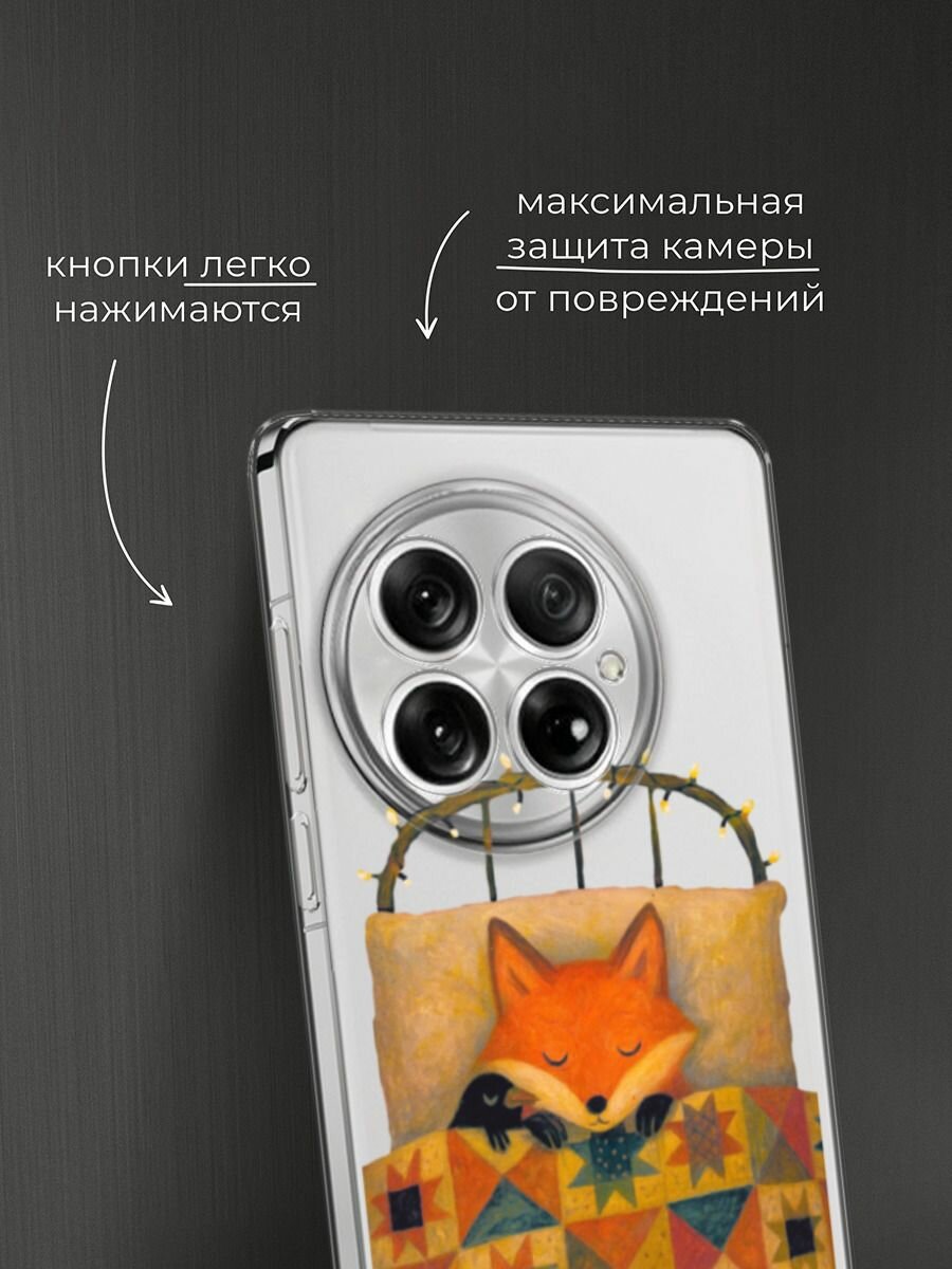 Чехол на OnePlus 13 / Ван Плас 13 с принтом "Лисичка спит", прозрачный — фото 1