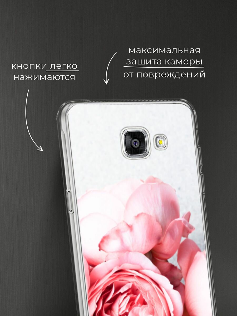 Чехол на Samsung Galaxy A5 2016 / Самсунг Галакси А5 2016 с принтом "Пионы на белом" — фото 1