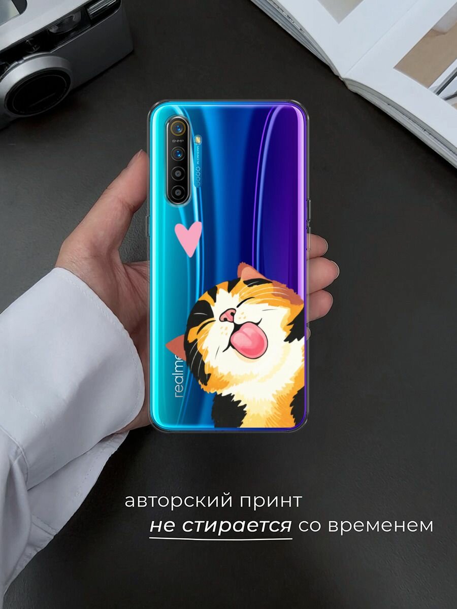 Силиконовый чехол на Realme XT / Реалми XT с принтом "Лизь", прозрачный — фото 1