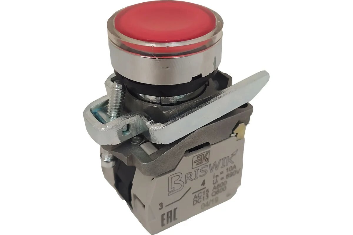 Briswik КМЕ 4611м-ЛС 220В красный цилиндр IP65 1НО+1НЗ с индикацией aD-EB-5Ai-7221