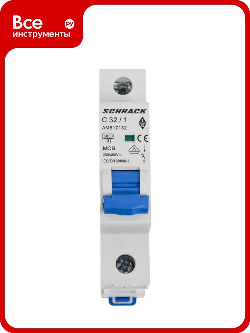 Автоматический выключатель Schrack Technik AM 6кА, 1P, С, 32A AM617132