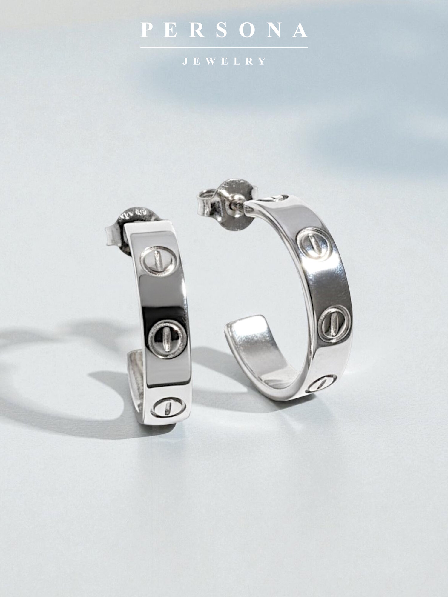 Серьги конго, пусеты, серебро, 925 проба, родирование