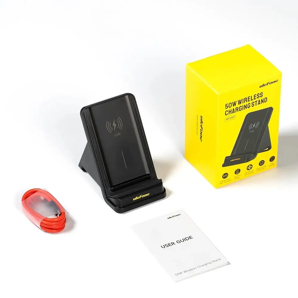 Ulefone WCS01 50 Вт Беспроводное зарядное устройство с воздушным охлаждением Подставка Ulefone Беспроводная зарядка Держатель телефона