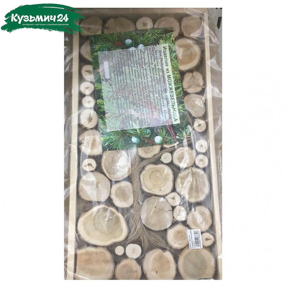 Панно Прямоугольник, Можжевельник, в рамке, для бани и сауны, 250х500 мм, дерево, 1 шт