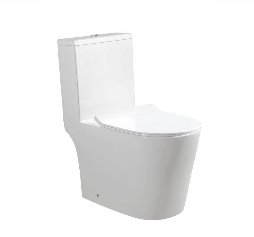 Унитаз-моноблок SantiLine SL-5045 белый, безободковый, с крышкой микролифт, слив торнадо