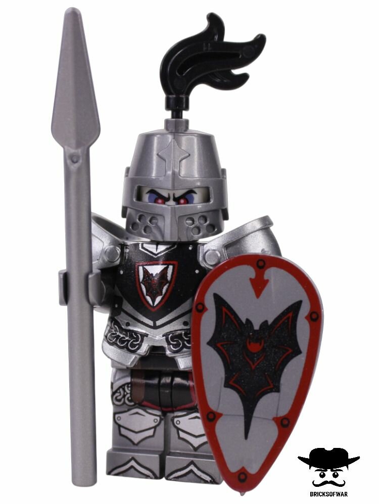 Фигурка средневеково рыцаря castle, солдат Летучая мышь. Минифигурка в броне со щитом и копьем. Совместима с Лего (1 шт, пакет), для людей старше 14 лет