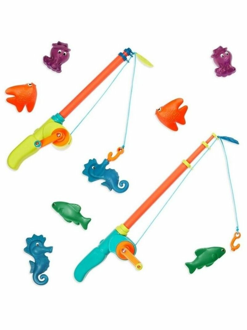 BATTAT Игра для ванной магнитная рыбалка набор с удочками и фигурками, меняющими цвет
