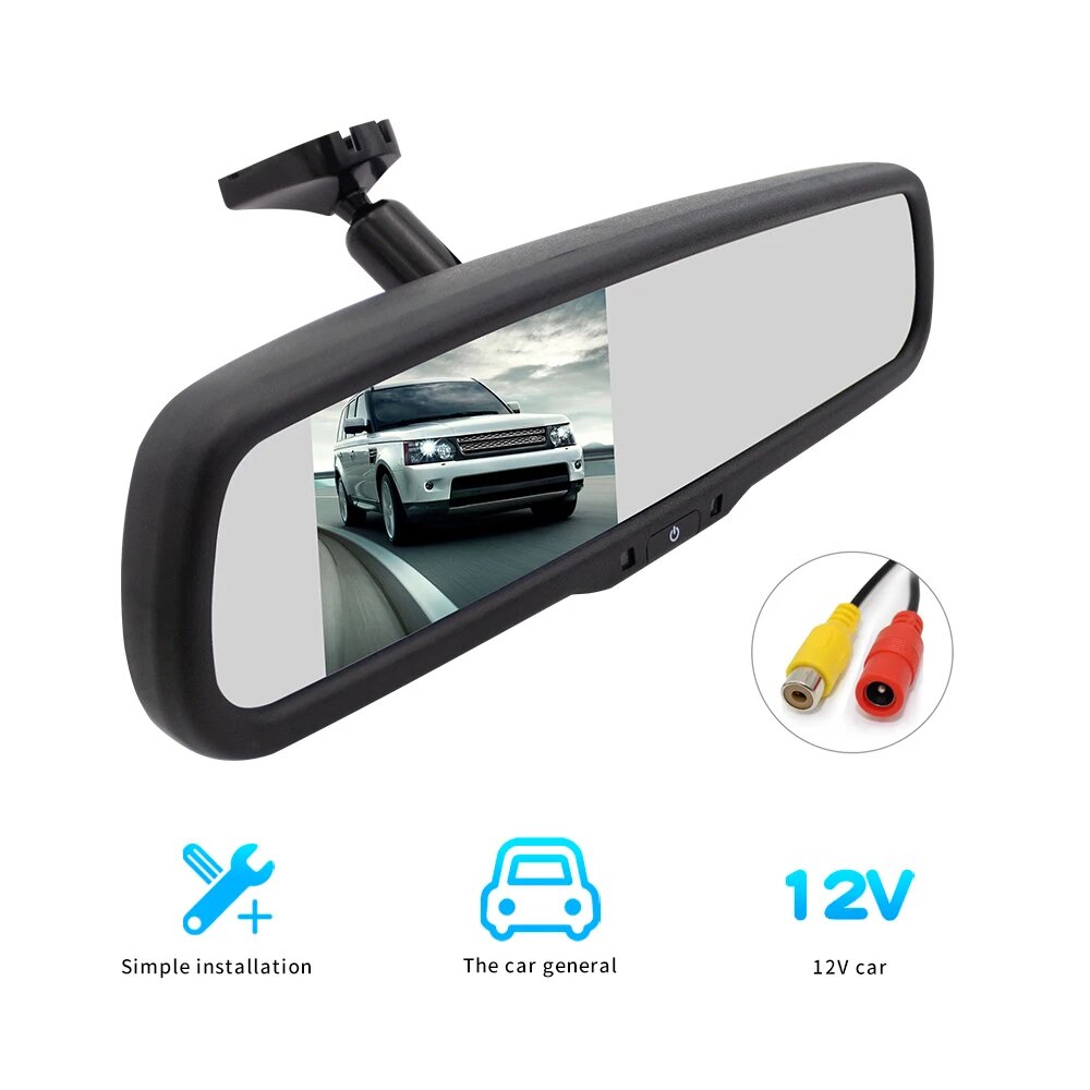 Монитор для зеркала заднего вида MEKEDE TFT LCD с оригинальным кронштейном, 2 видеовхода для парковки, монитор для зеркала 4,3 дюйма