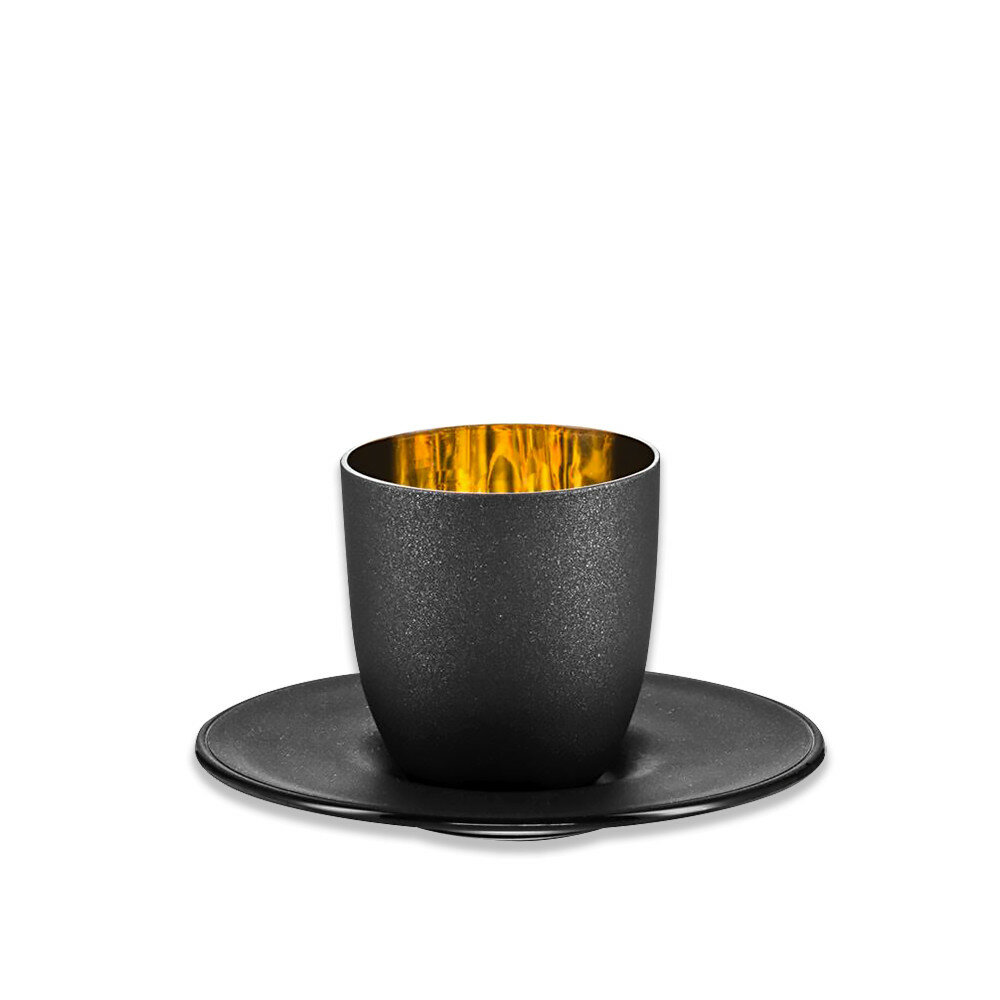 Чашка с блюдцем Gold, 100 мл, бессвинцовый хрусталь, черный с золотом 70510906 Cosmo