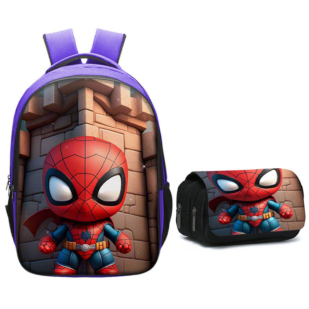 Детский рюкзак с принтом Marvel Spider-Man, школьная сумка для учеников начальной и средней школы, двухслойный рюкзак, двухслойный пенал, набор из двух предметов